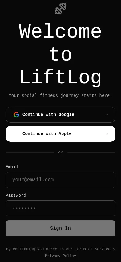 LiftLog Fitness App