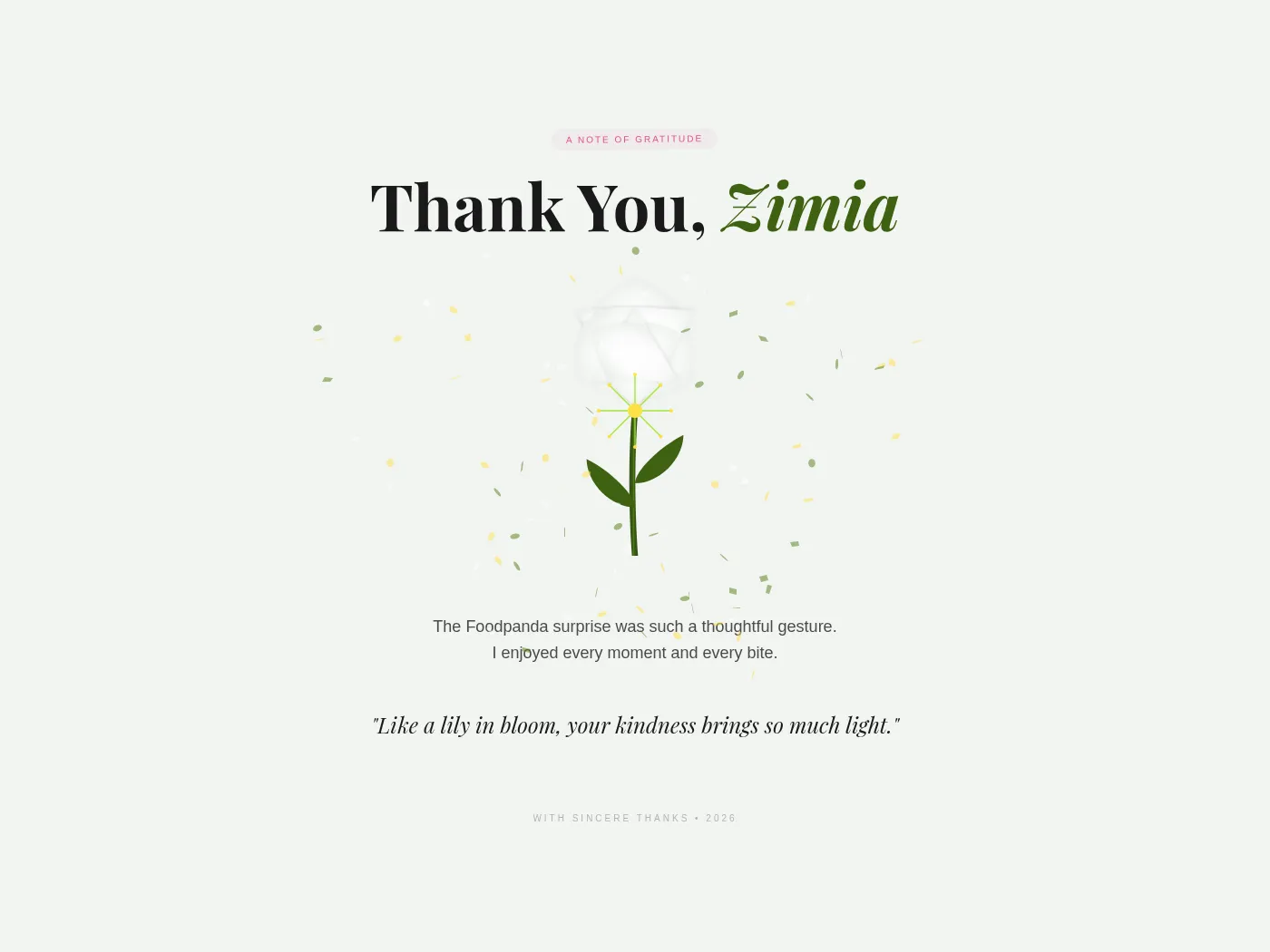 Lily Thanks Page
