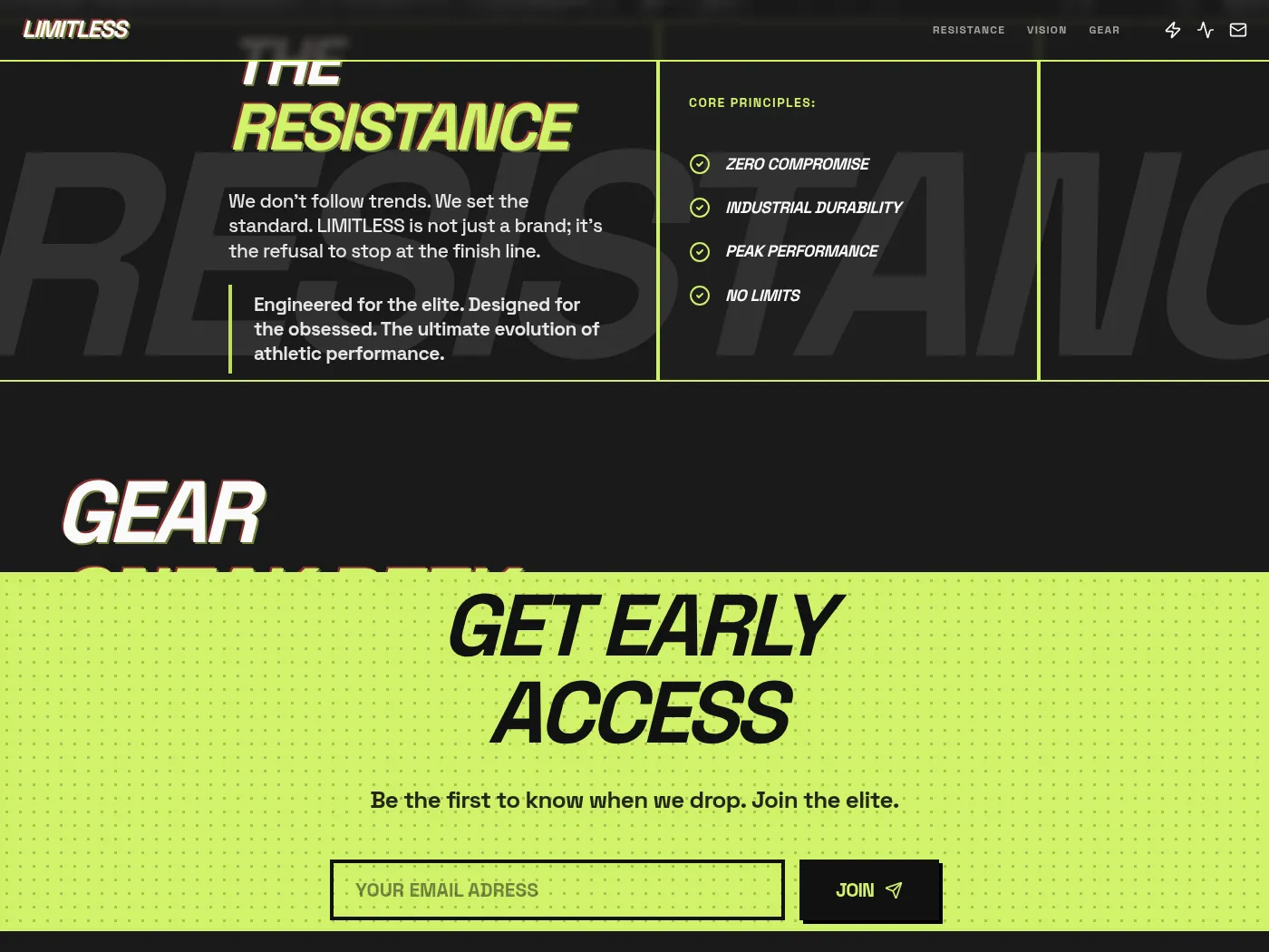 Limitless Apparel Landing