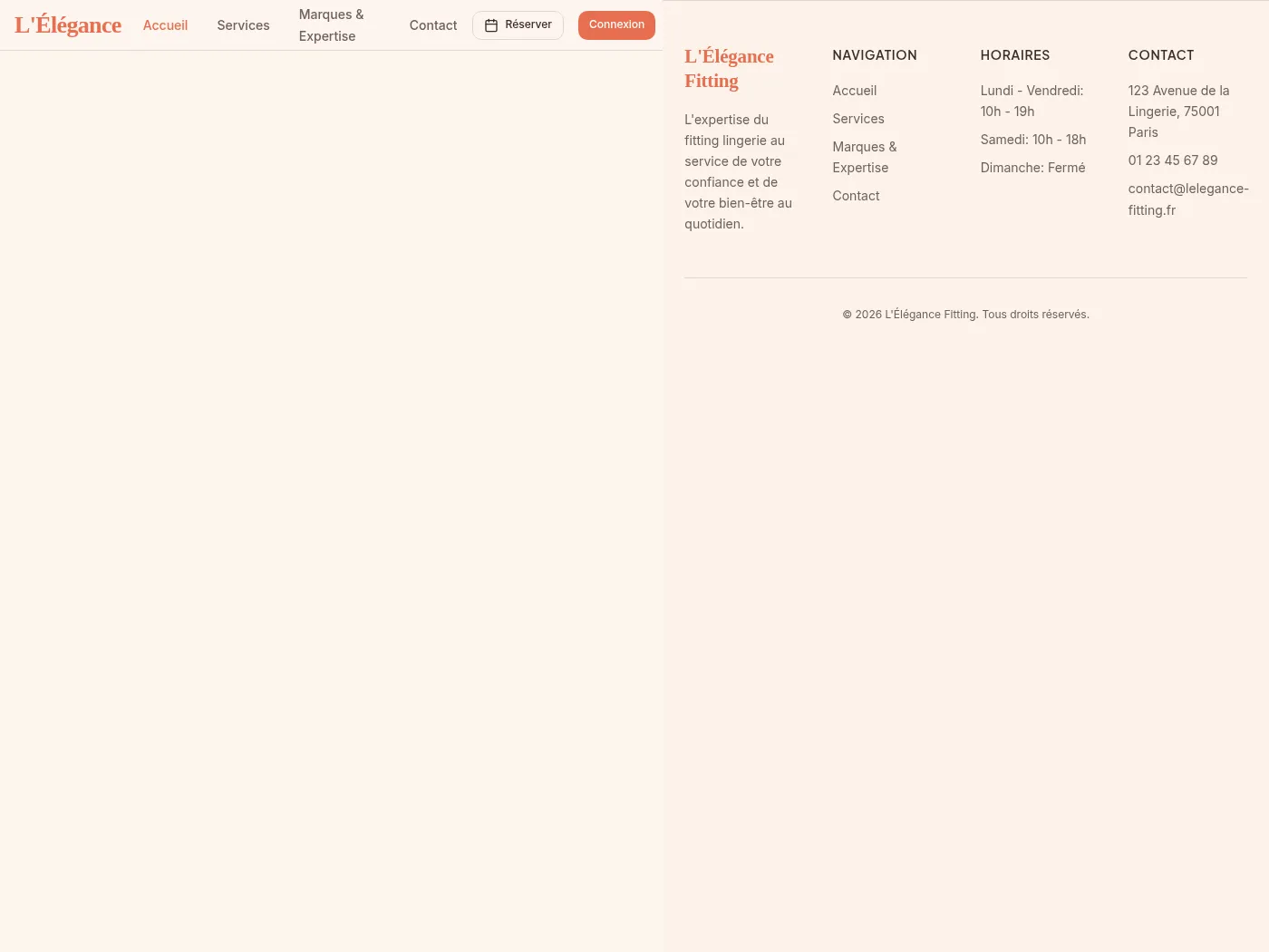 Lingerie Fit Booking Site