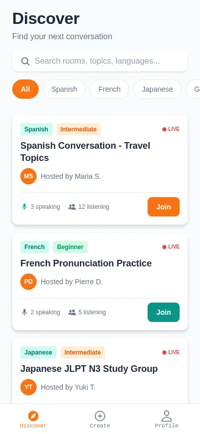 LinguaLive Rooms