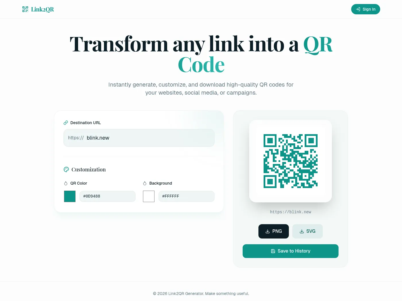 Link2QR Generator