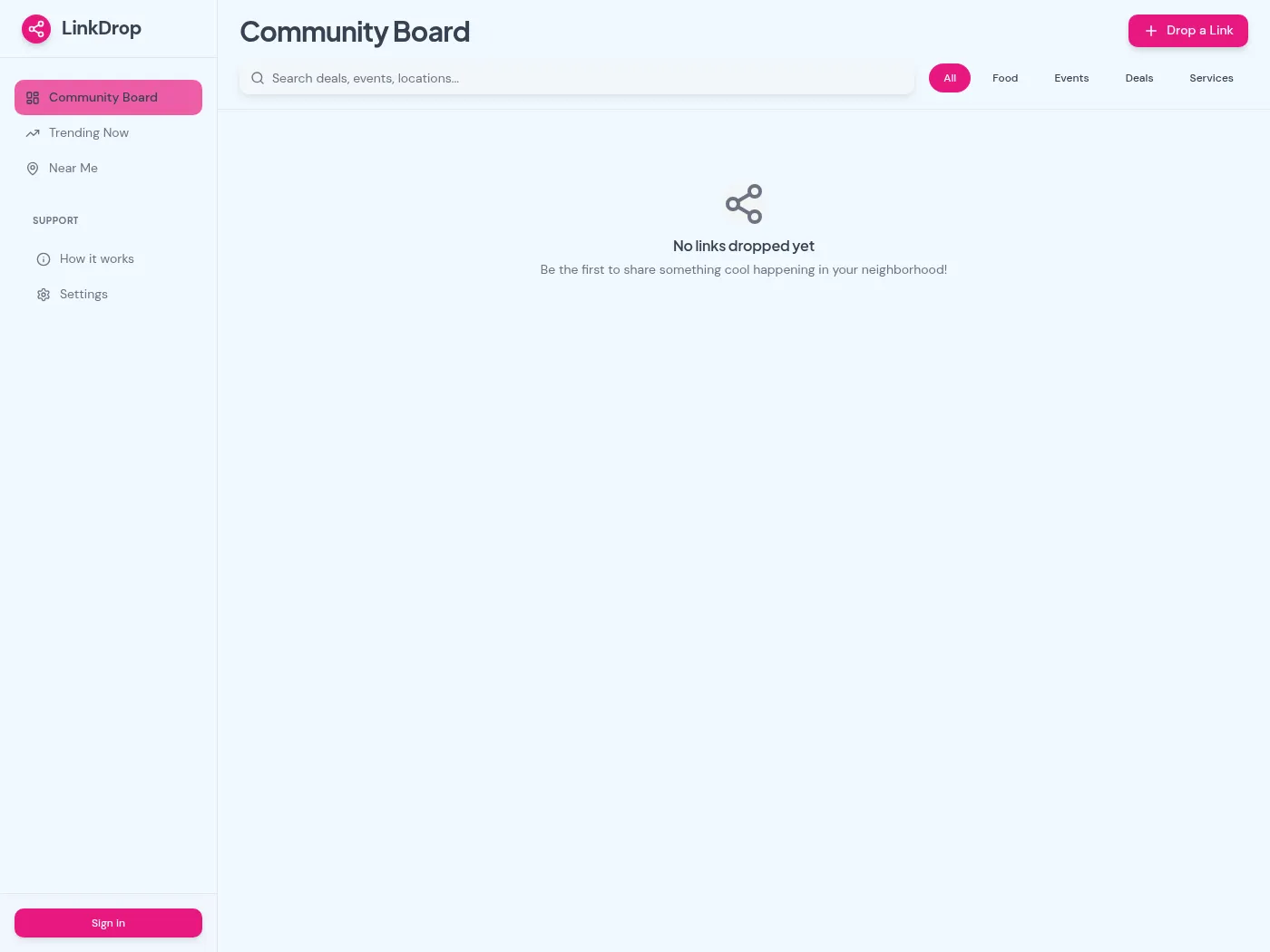 LinkDrop Promo Board