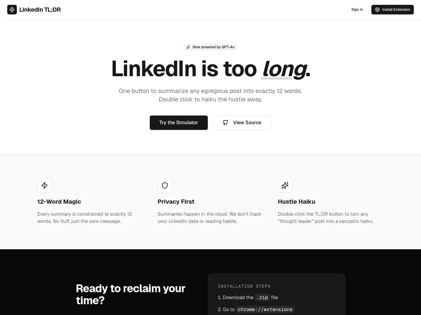 LinkedIn TL;DR Button