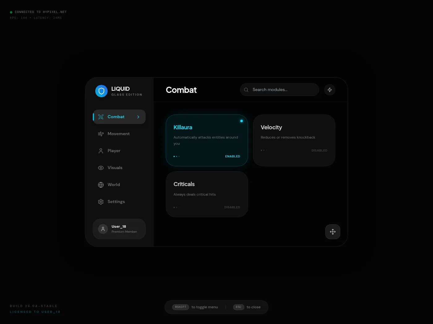 Liquid Glass Minecraft Menu