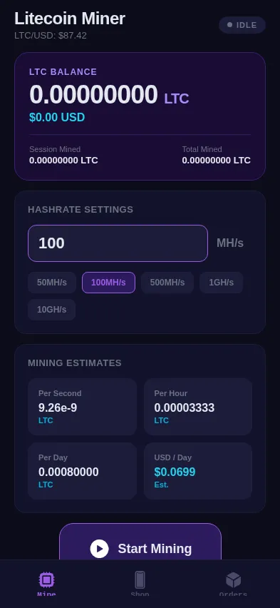 Litecoin Miner & Shopper