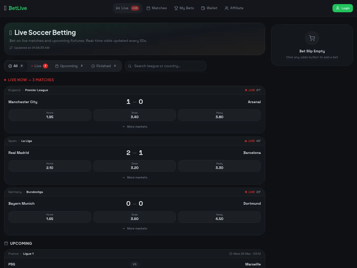 BetLive Soccer Platform