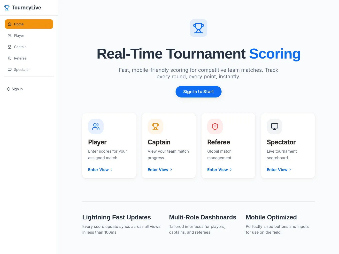 Live Tournament Scoring