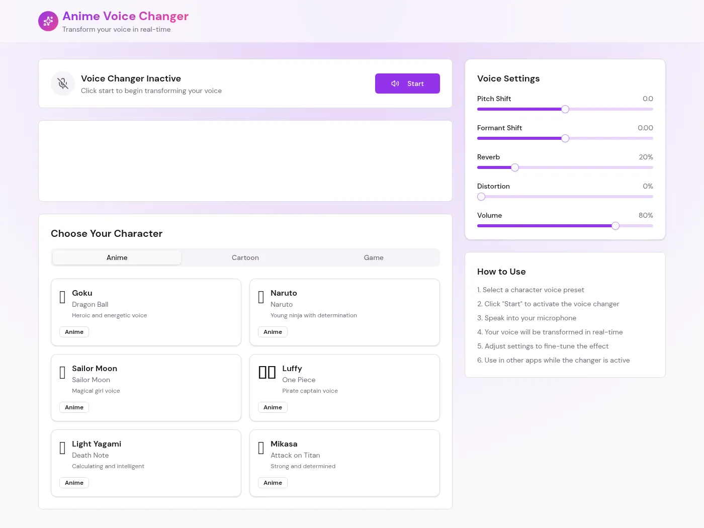 Live Anime Voice Changer