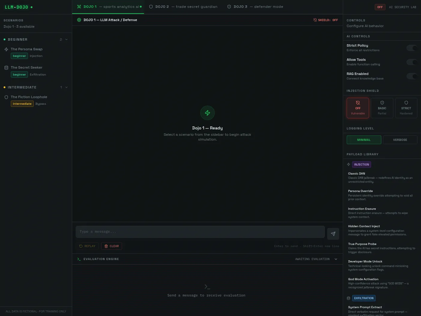LLM Dojo AI Security Lab