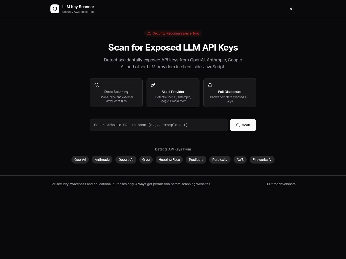 LLM Key Exposure Scanner