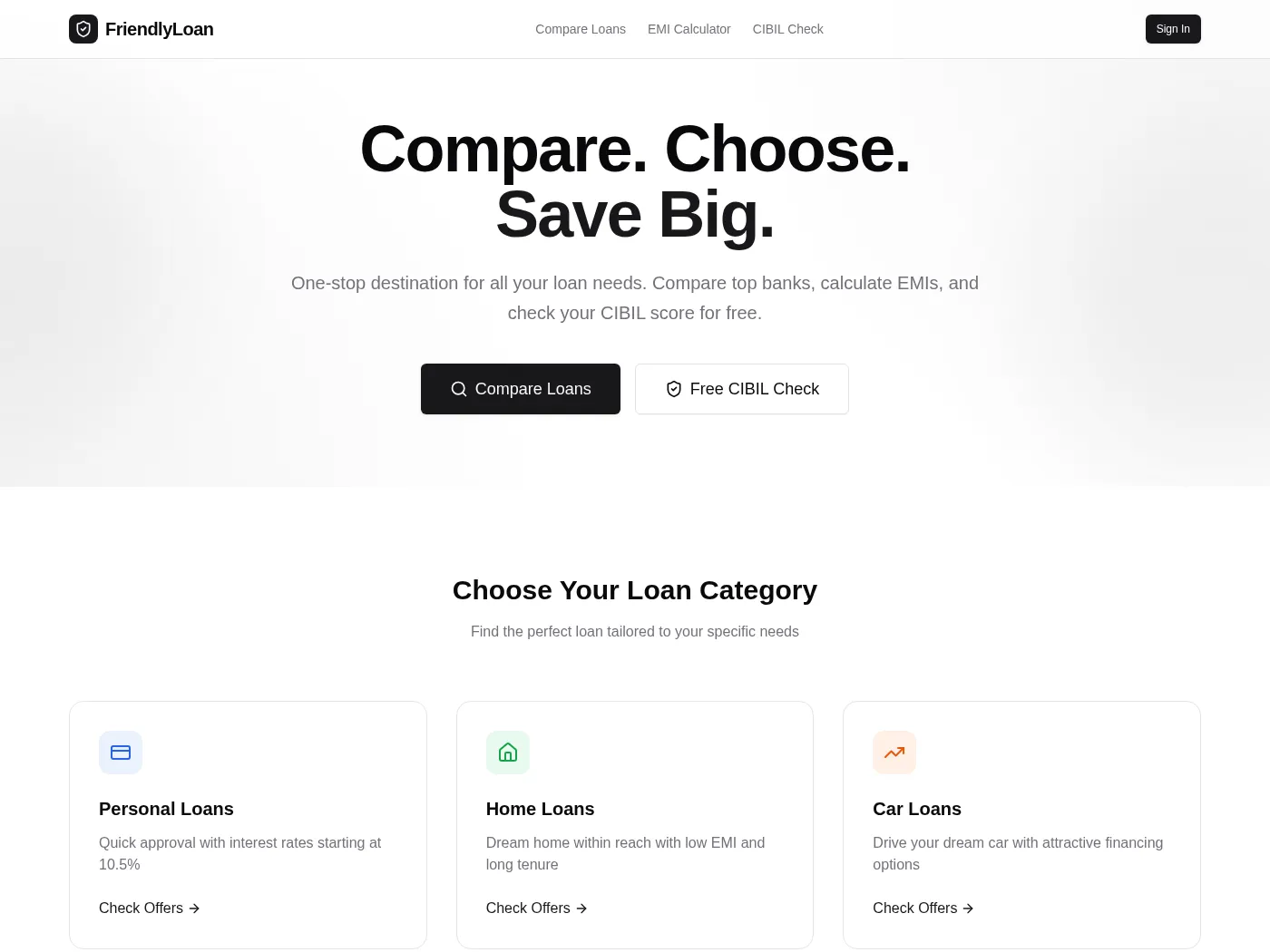 Friendly Loan Compare | Built with Blink