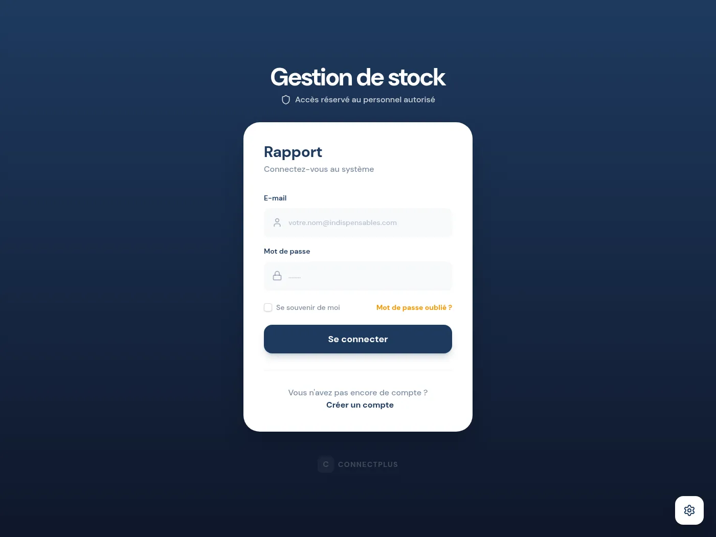 ConnectPlus Login UI