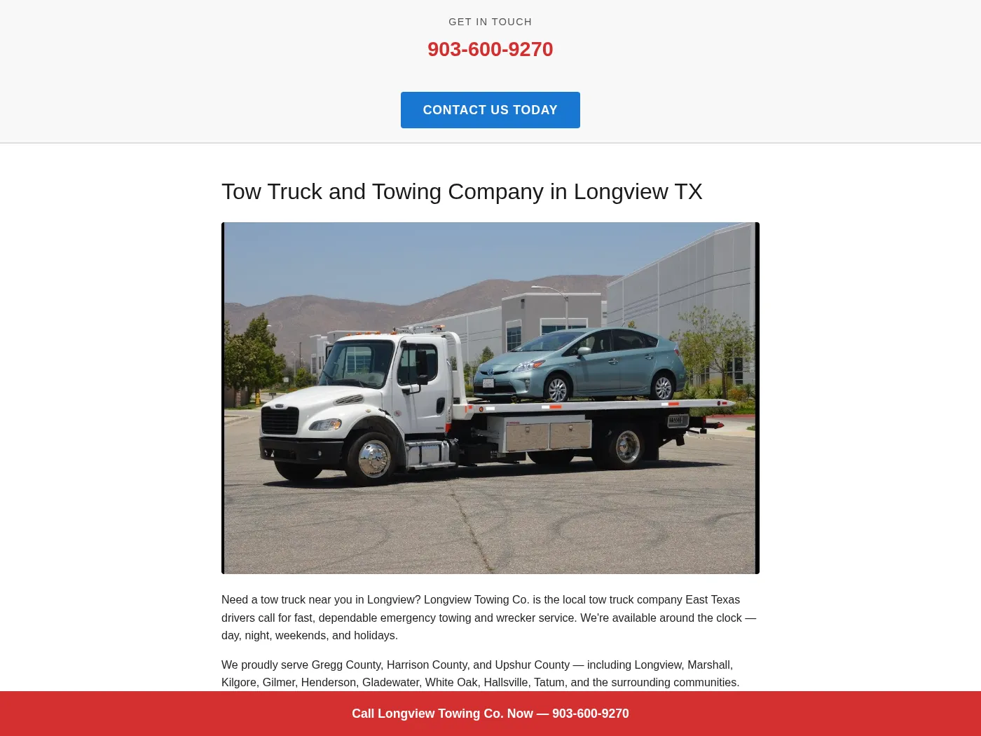 Longview Towing Co. Website