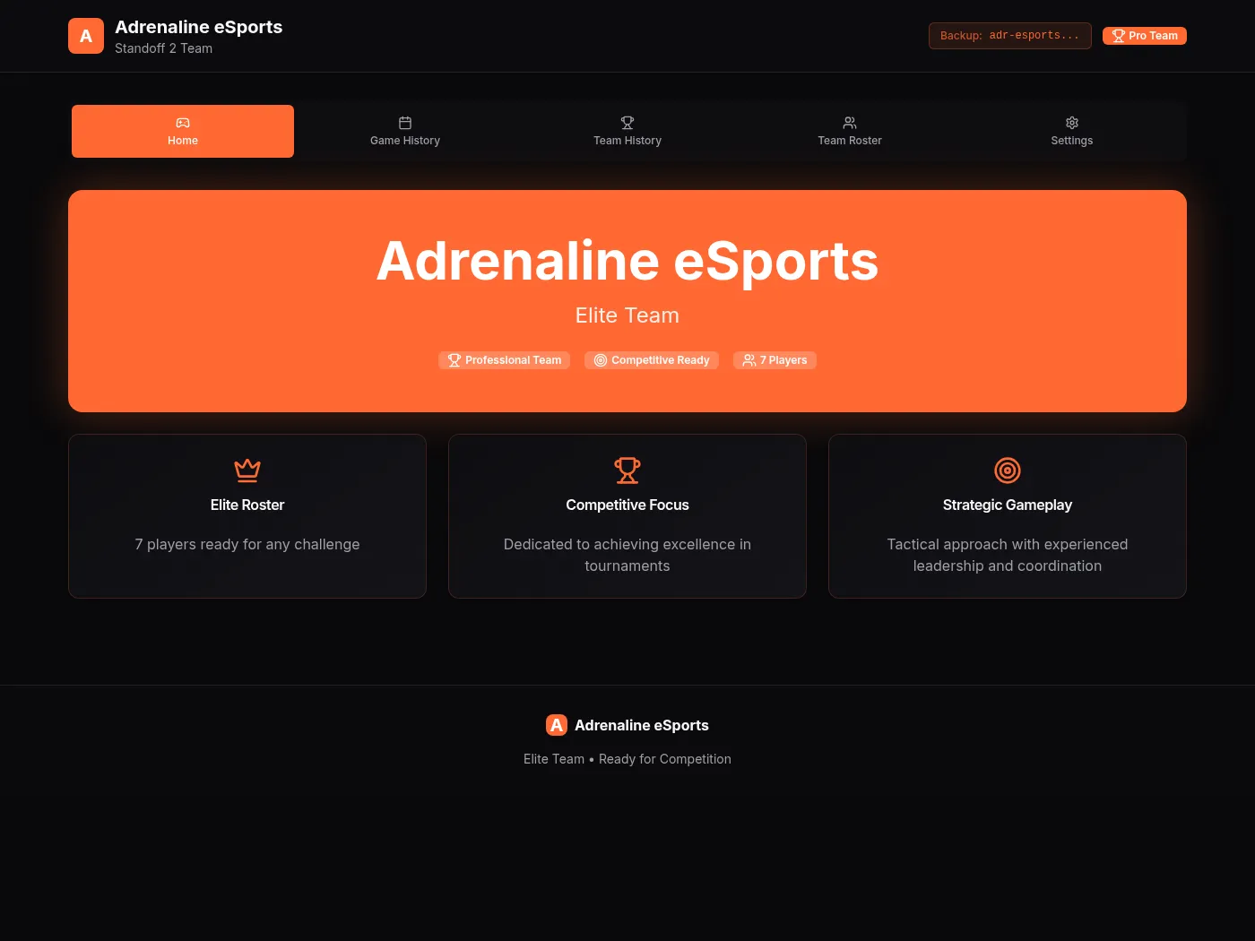 Adrenaline eSports Standoff 2 Team Websit