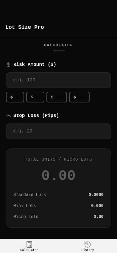 Lot Size Pro Calculator