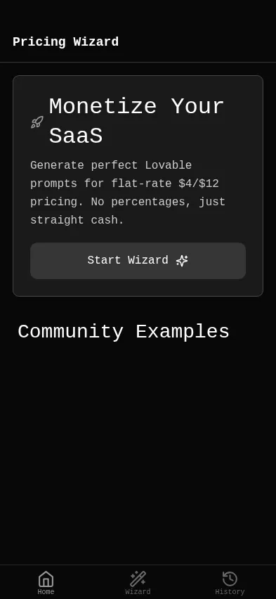 Lovable SaaS Pricing Wizard