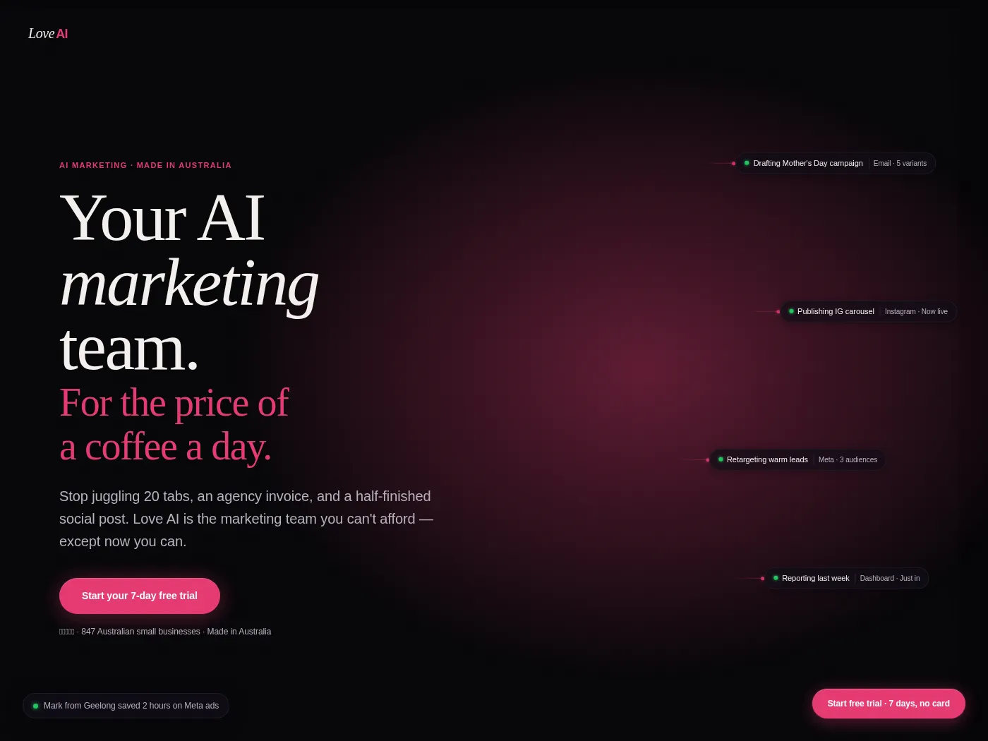 Love AI Cinematic Homepage
