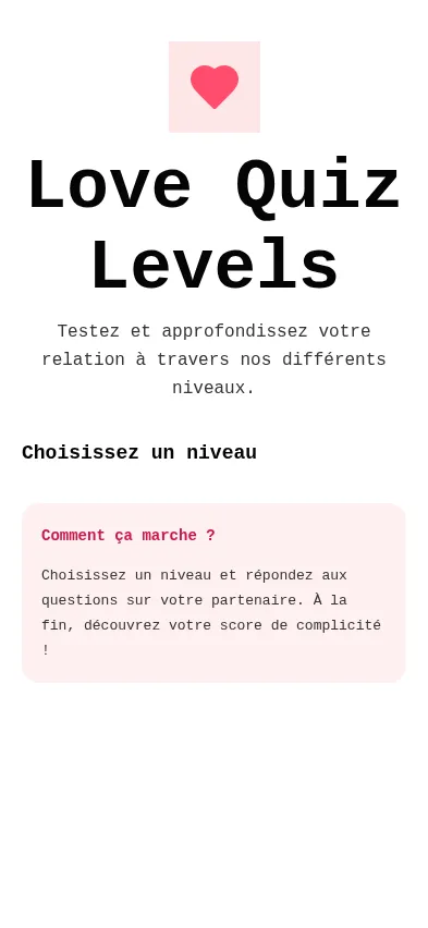 Love Quiz Levels