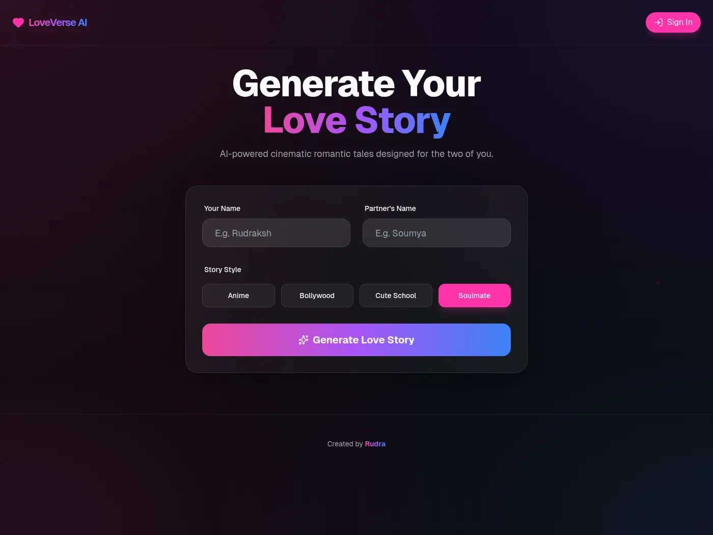 LoveVerse AI Generator