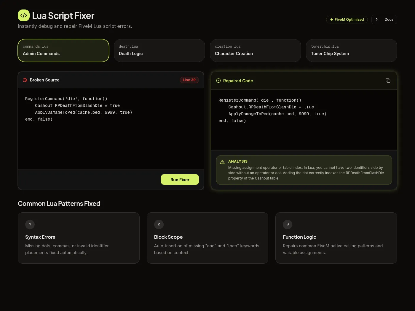 Lua Code Fixer