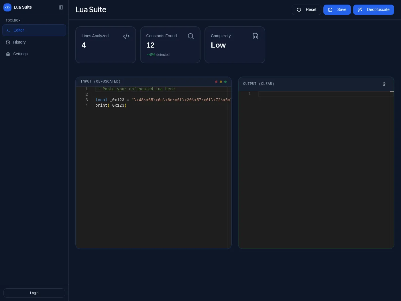 Lua Decode Web Suite
