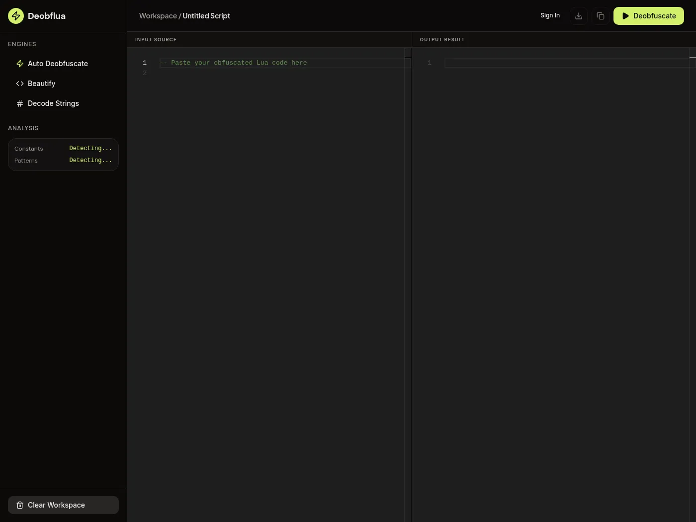 Lua Deobfuscator Web Tool