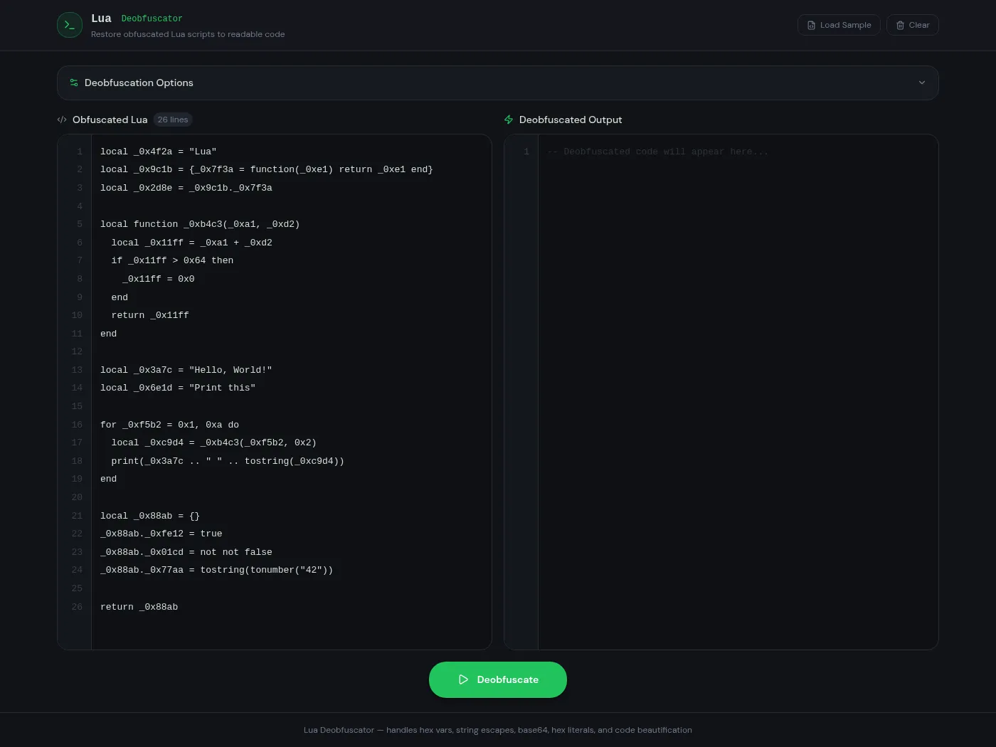 Lua Deobfuscator Tool