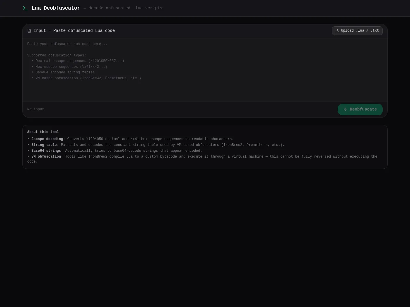 Lua Deobfuscator Hub
