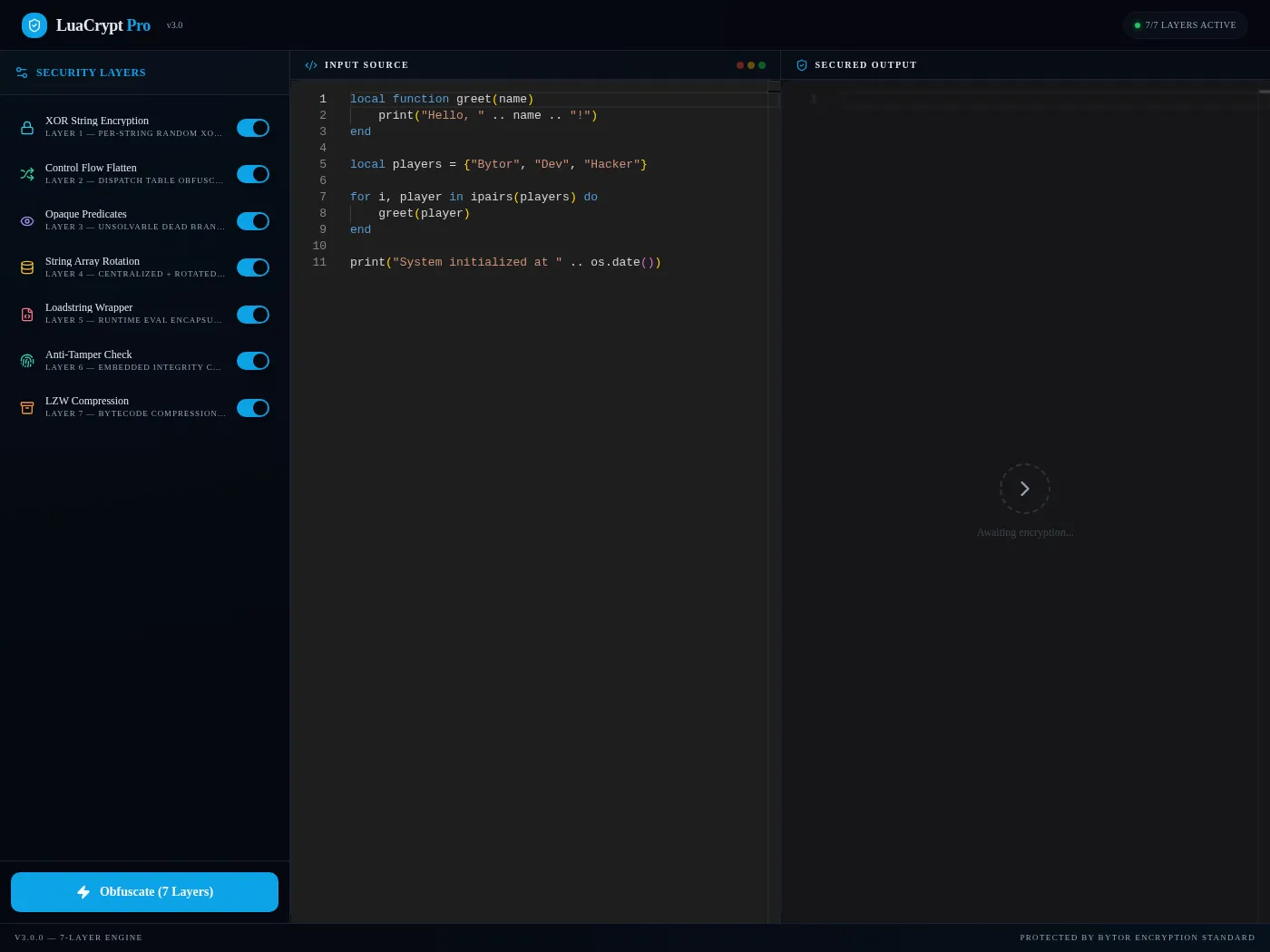 LuaCrypt Pro Obfuscator