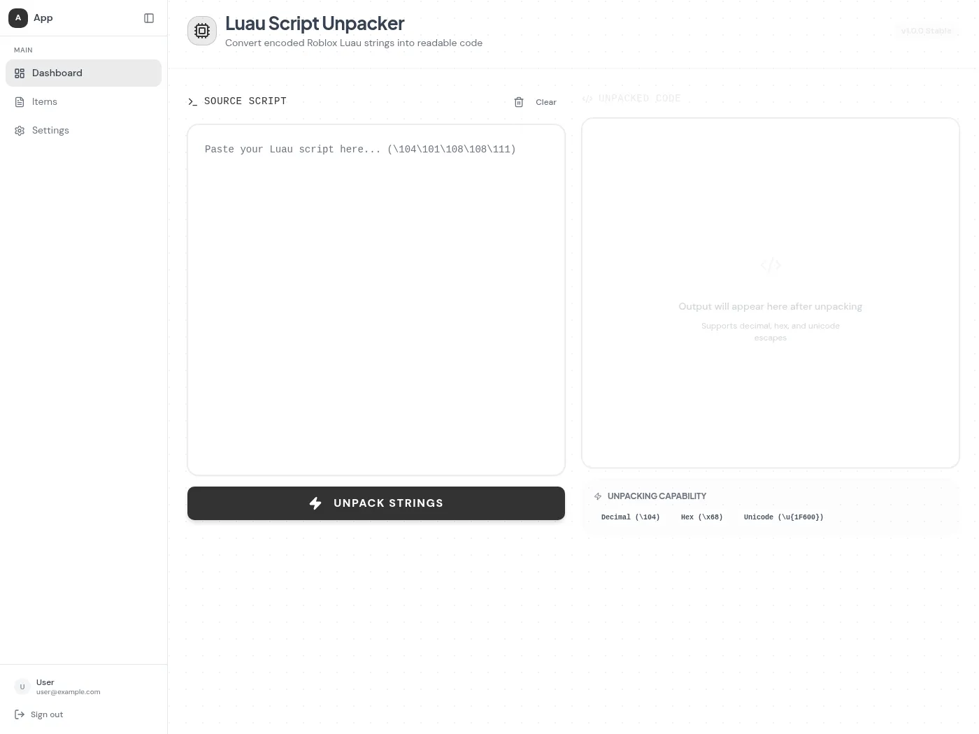 Luau Script String Unpacker