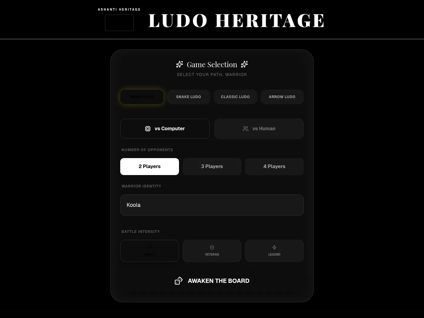 Ludo Heritage Board UI