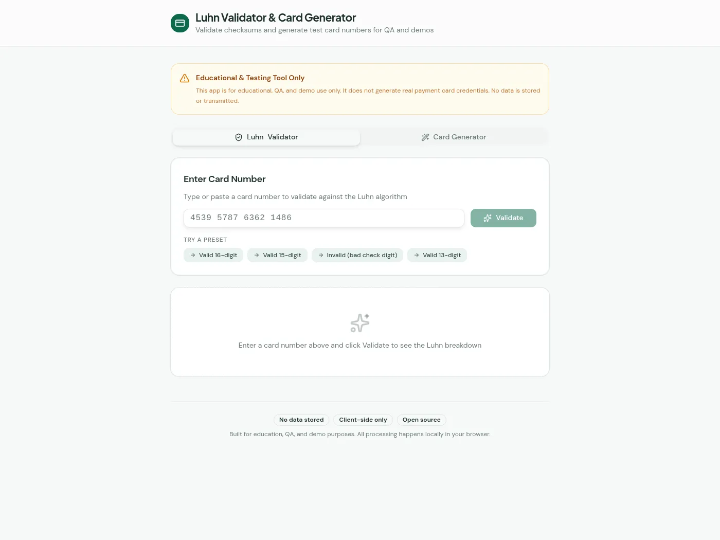 Luhn Card Toolkit