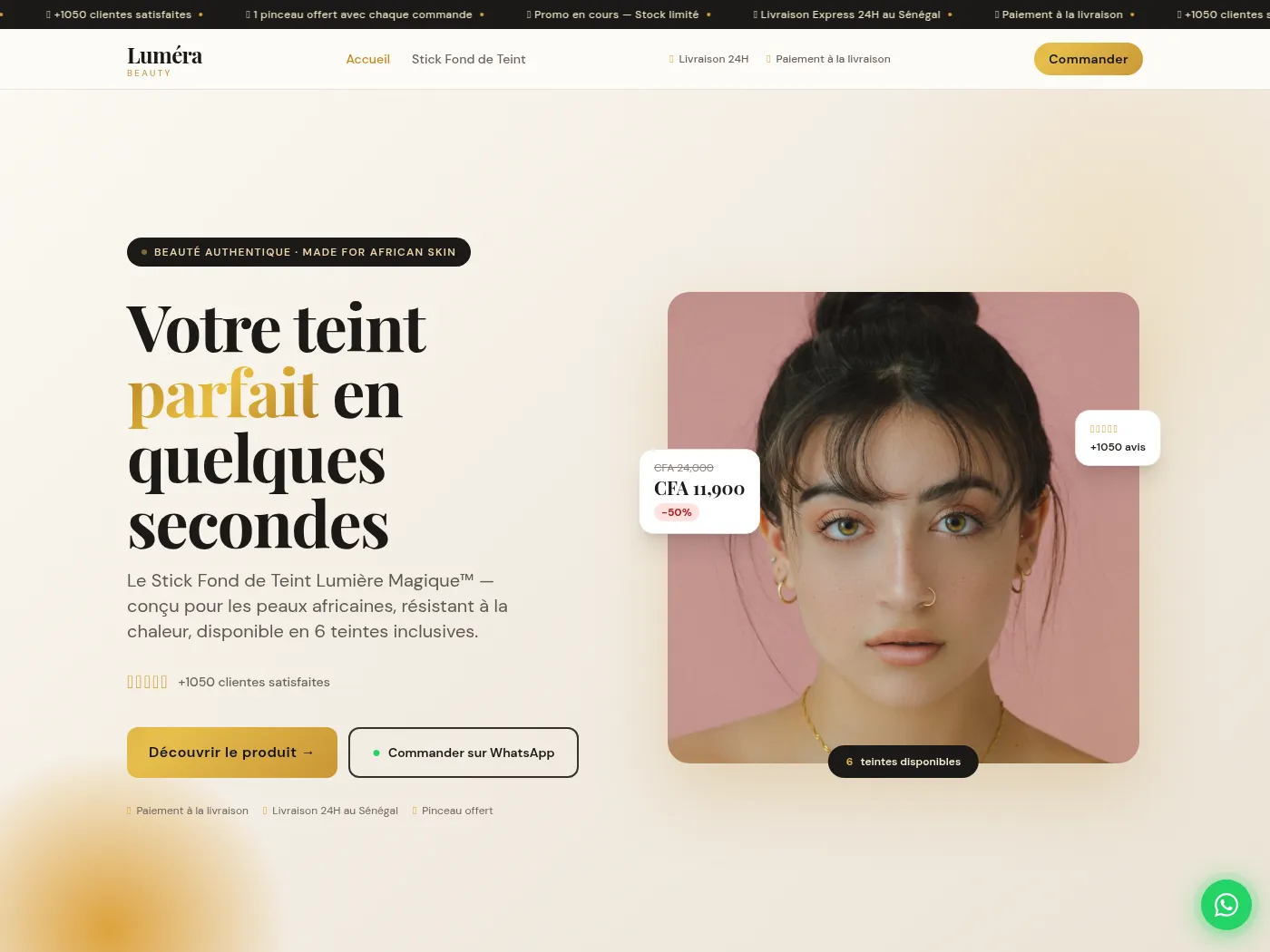Luméra Beauty Landing Page