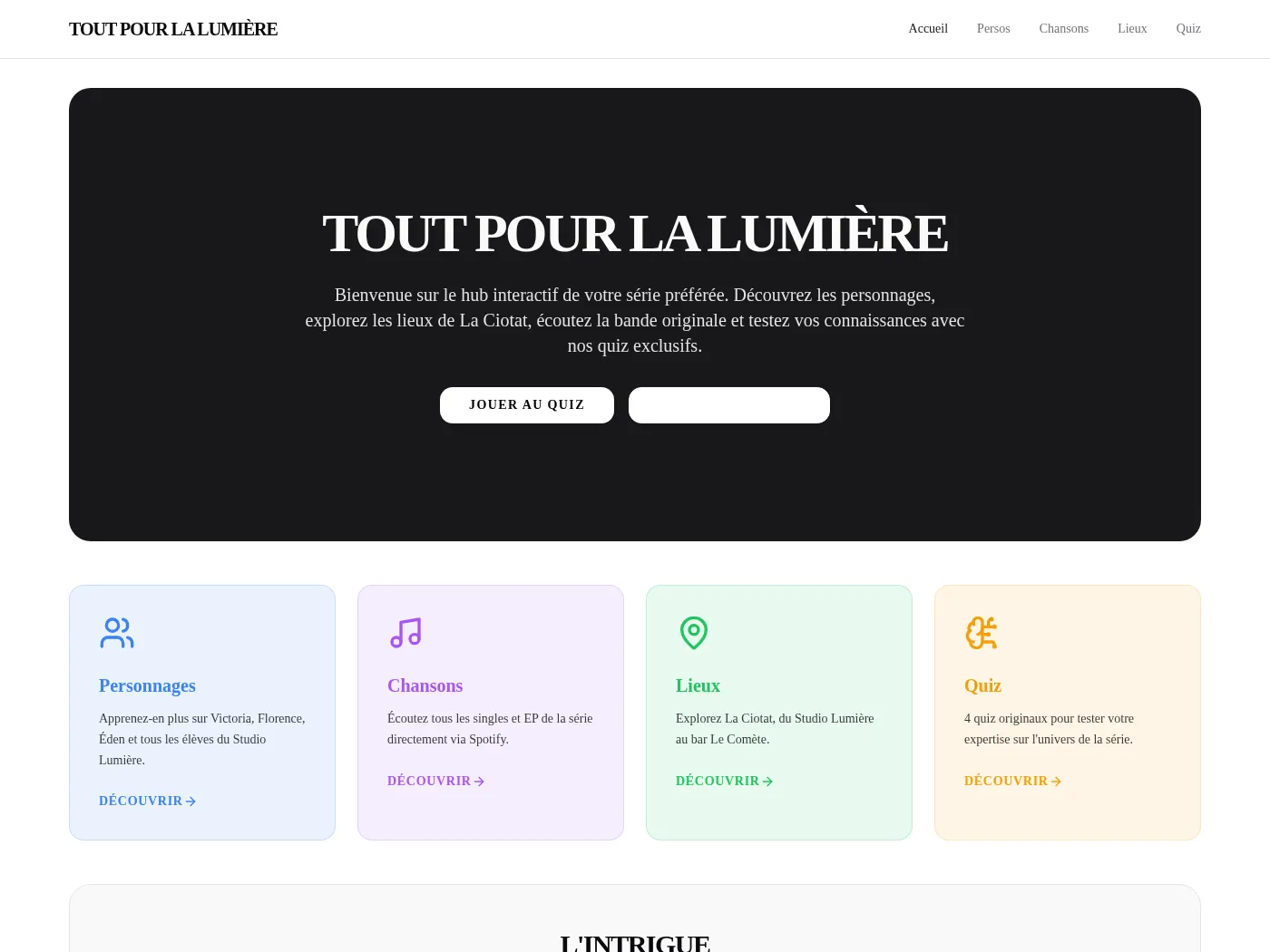 Tout Pour la Lumière Hub