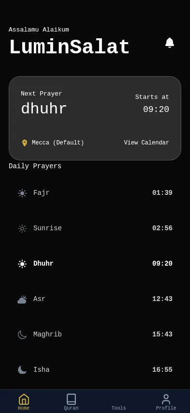 LuminSalat Mobile App