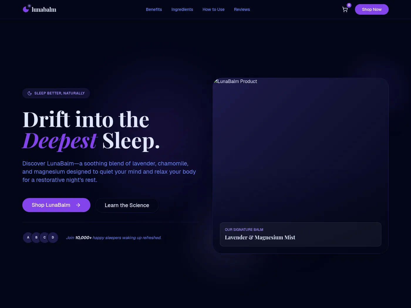 LunaBalm Sleep Website