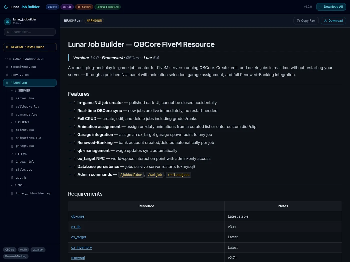 Lunar Job Builder
