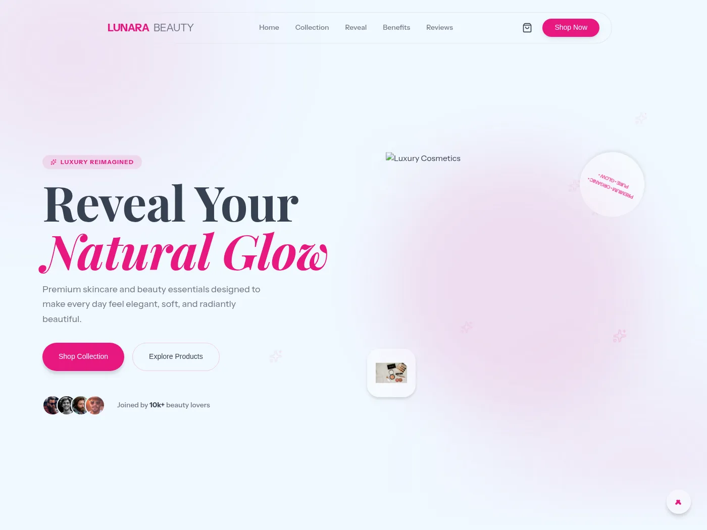Lunara Beauty Landing Page