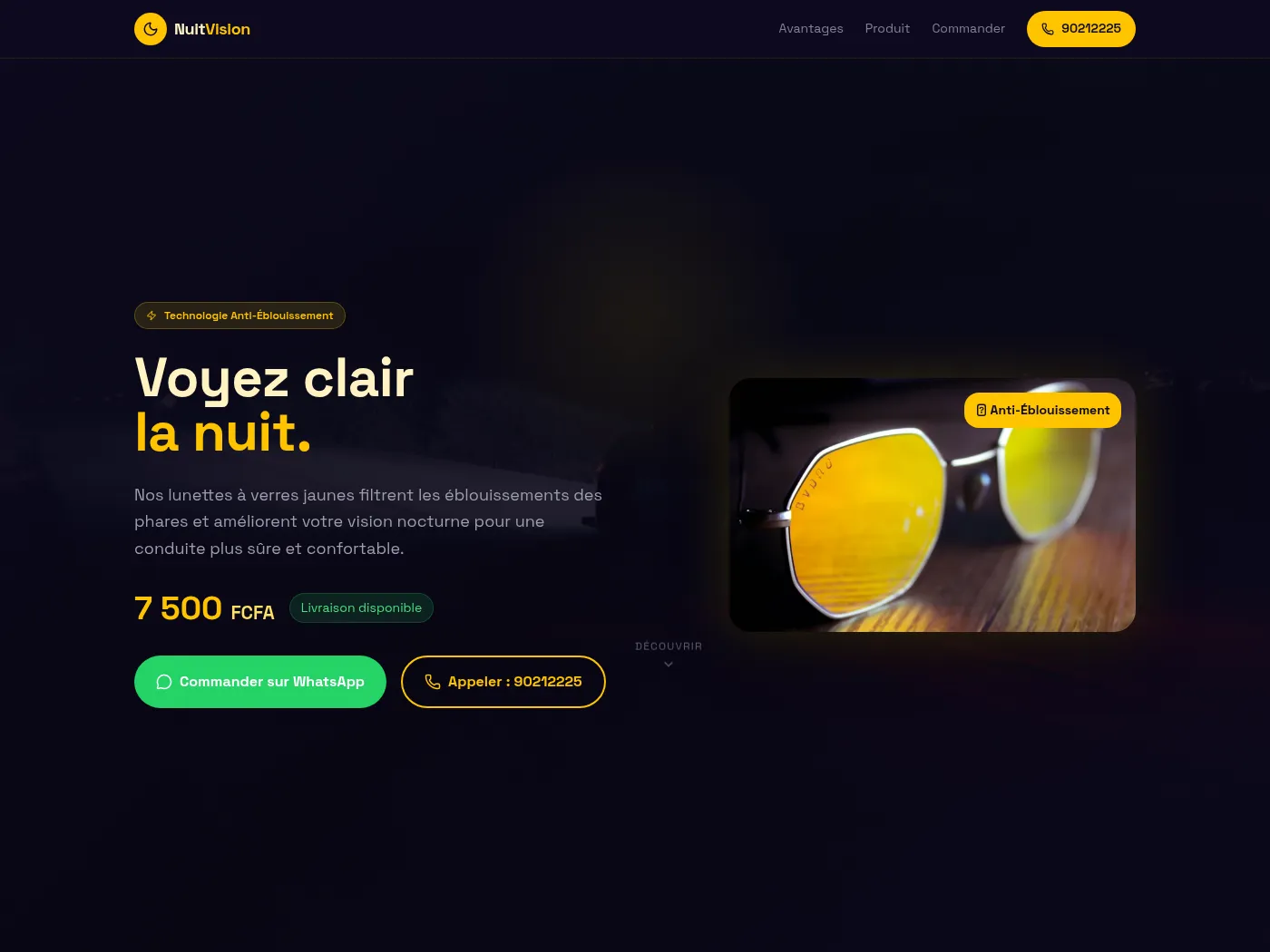 Lunettes Nuit E-Commerce