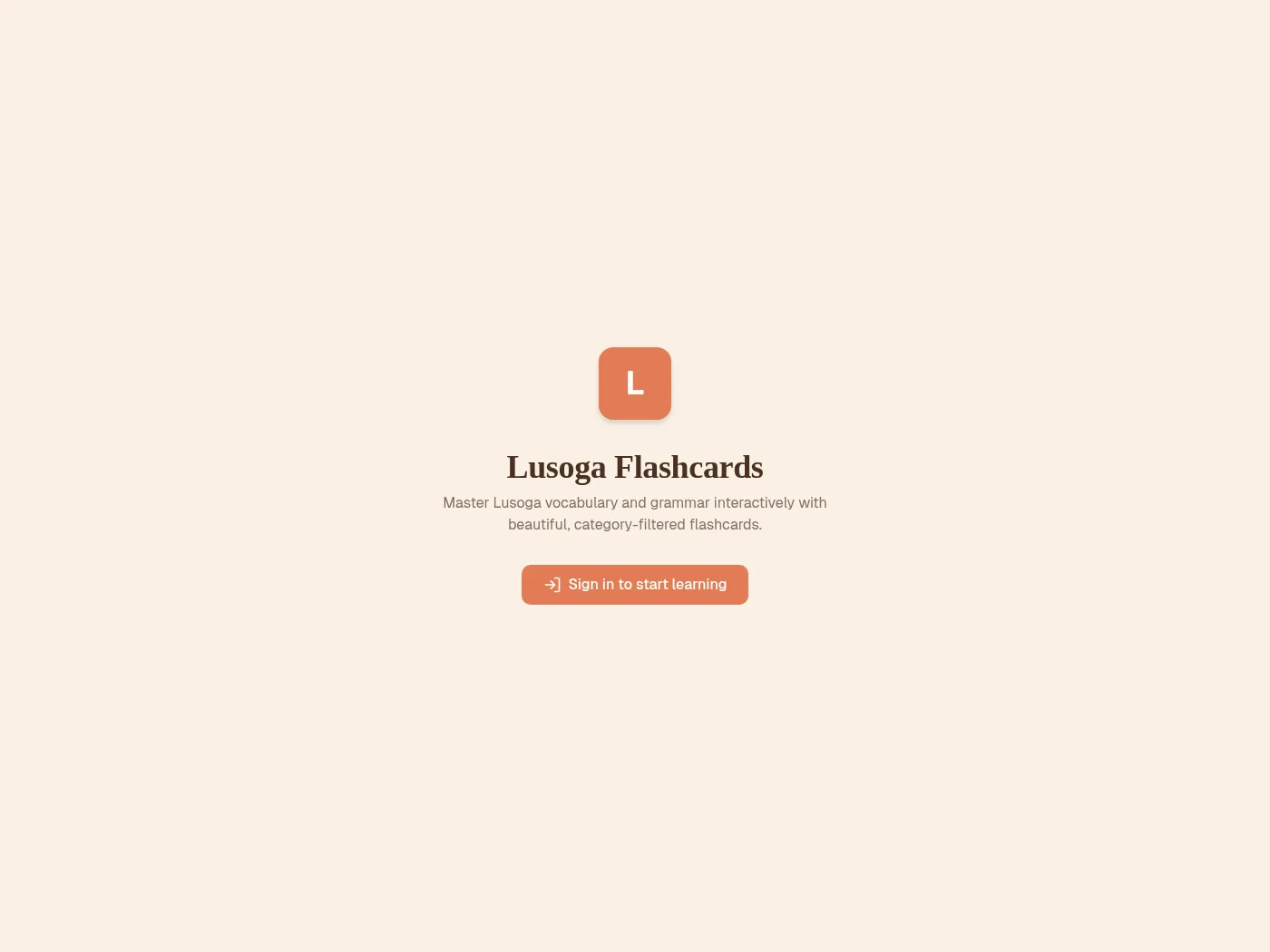Lusoga Flashcards Web App