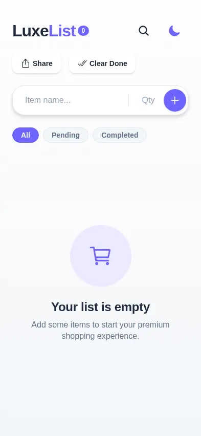 LuxeList Shopping App