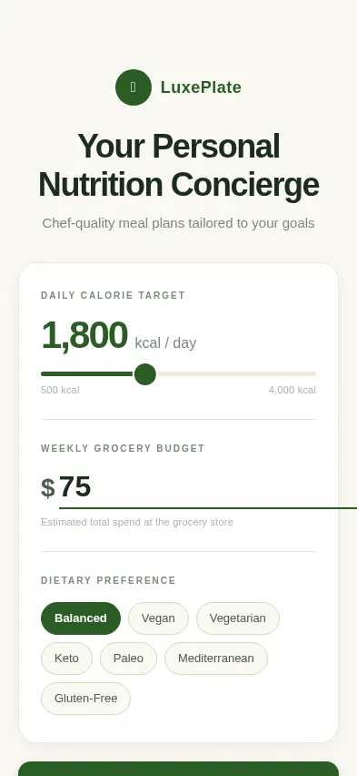 LuxePlate Meal Planner