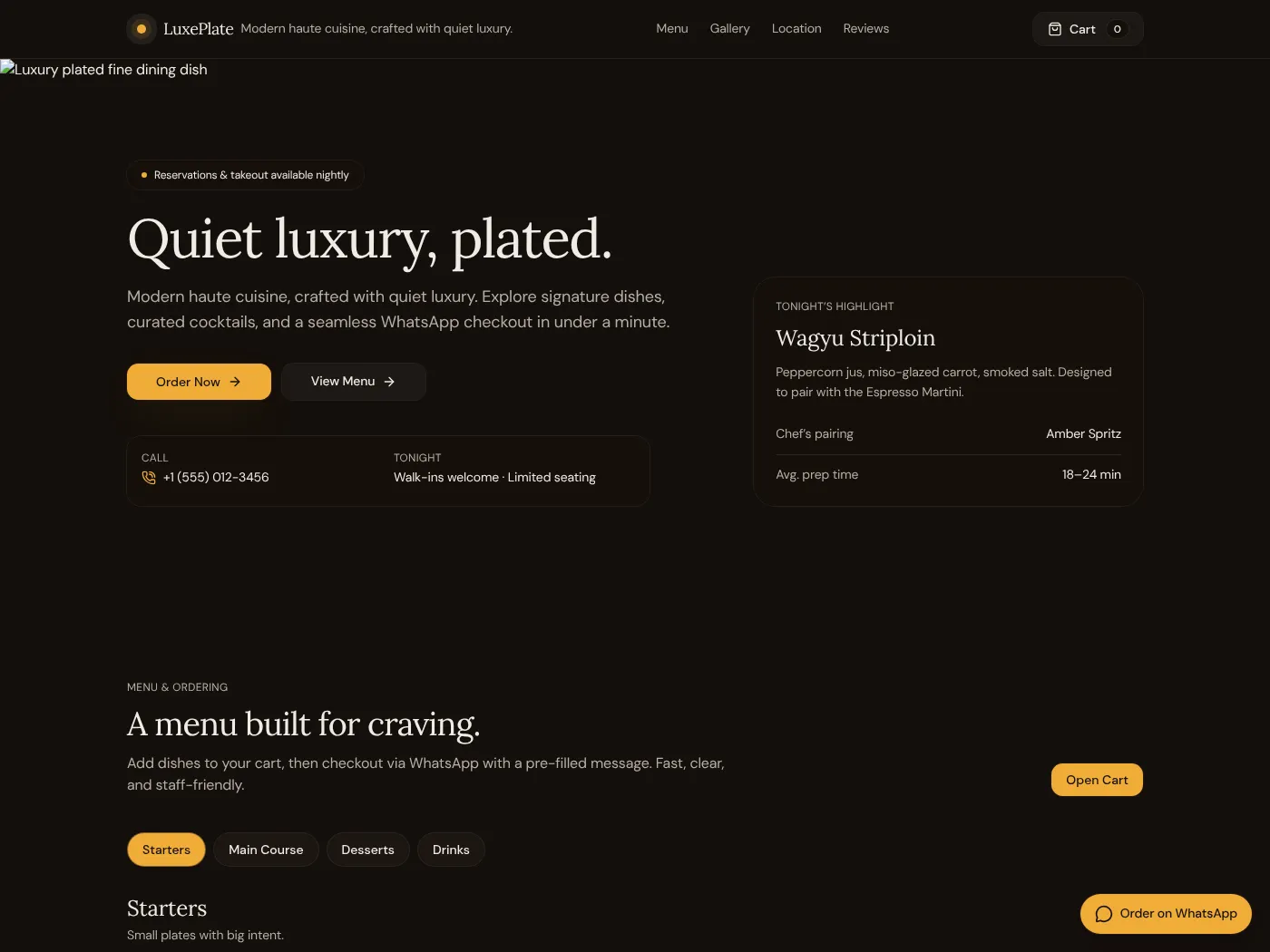 LuxePlate Restaurant Site