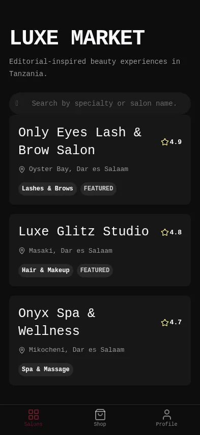 LuxeSalon Market App