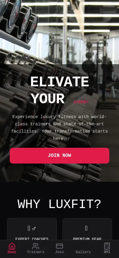 LuxFit Gym Web Experience
