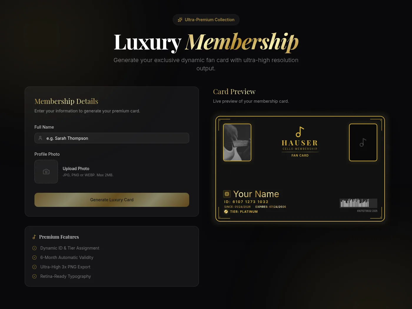 Luxury Membership Card App