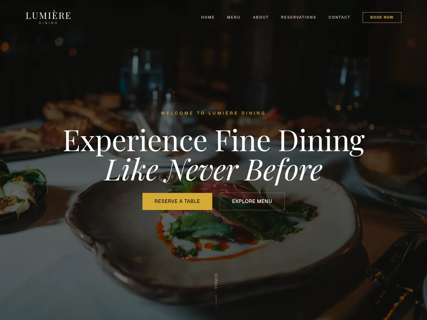 Luxury Dine Homepage