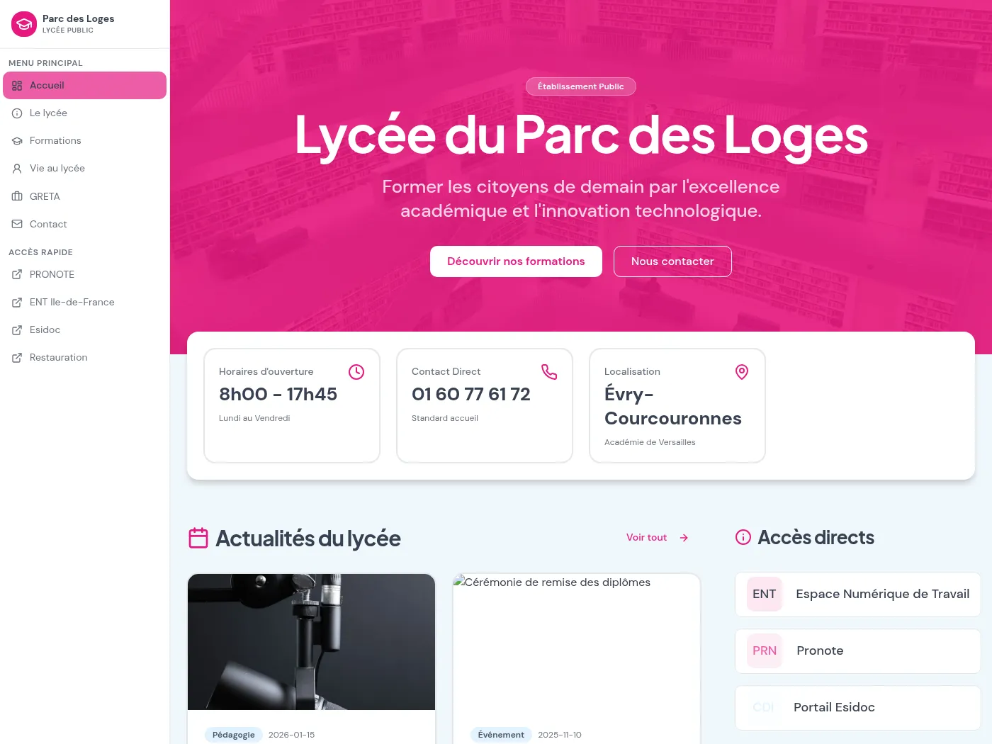 Lycée Parc Evry Web