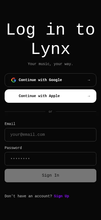 Lynx Music Streaming App